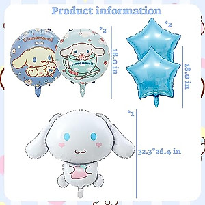 Cinnamoroll Birthday Decorations, 17PCS Anime Foil Balloons Party Balloons, Kawaii Cartoon Theme Birthday Party Supplies For Girls Party Supplies Party Decoration Favors Foil Balloon Set