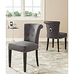 Safavieh Mercer Collection Carol Charcoal Linen Ring Dining Chair (Set of 2)