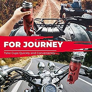 Upgraded ATV/Bike Cup Holder 2.0, Kemimoto Motorcycle Cup Holder Handlebar Bike Water Bottle Holder with 0.6”-1.56” Metal Clamp Universal for ATV Scooter Boat Stroller Wheelchair Golf Cart Red