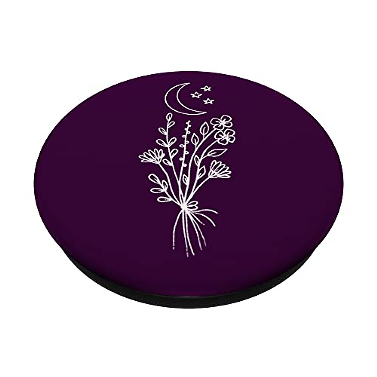 Eggplant Dark Purple - Boho Moon Wildflower Floral PopSockets Swappable PopGrip