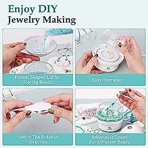 PP OPOUNT Electric Bead Spinner | Clay Bead Spinner | Seed Bead Spinner with 2 Big Eye Beading Needles, Fast Beading Bead Spinner for Jewelry Making, DIY Waist Beads, Bracelets, Necklace