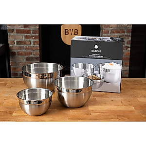 Babish Stainless Steel Mixing Bowl Set, 3-Piece