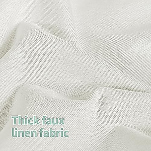 QUEMAS Linen Blackout Curtains for Bedroom 63 Inches Length 2 Panels, 100% Black-Out Curtains for Living Room Darkening, Thermal Insulated Soundproof Grommet Window Drapes (52 x 63 Inch, Ivory White)