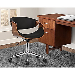 Armen Living Geneva Office Chair in Black Faux Leather and Chrome Finish