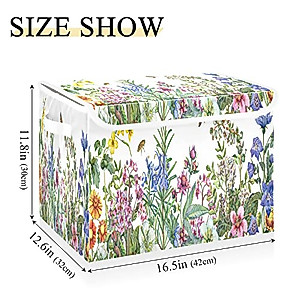 xigua Herbs and Wild Flower Storage Bins with Lids Foldable Large Cube Storage Boxes with Handles for Home Bedroom Closet Office (16.5x12.6x11.8 in)#54