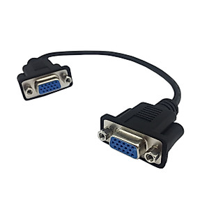 CERRXIAN 1ft VGA SVGA 15 Pin HD15 Female to Female Gender Changer Adapter Extension Video Monitor Cable for PC Laptop TV Porjector（ff）