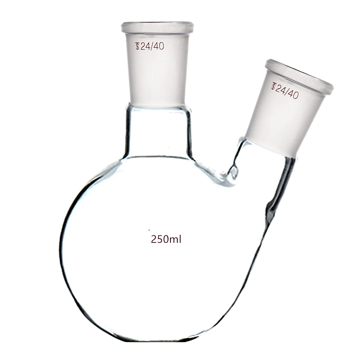 Deschem 250ml,2-Neck,24/40,Flat Bottom Glass Flask,Double Necks,Lab Bottle