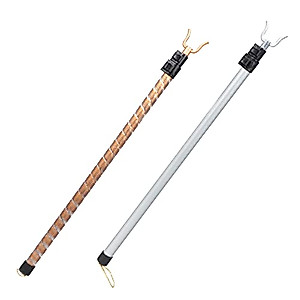 Veemoon 2pcs Curtain Rod Hooks Outdoor Curtain Stainless Steel Retractable Clothesline Adjustable Clothesline Pole Retractable Laundry Pole Clothes Stretcher Pole Outrigger Telescopic Rod