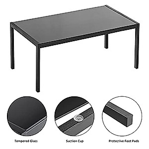 Yaheetech 4 Pieces Texteline Patio Furniture Set, Outdoor Furniture Conversation Sets Poolside Lawn Chairs with Glass Coffee Table for Home, Lawn and Balcony