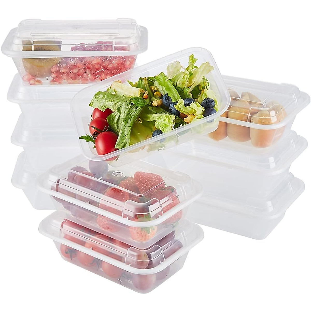 NutriBox [40 Value Pack] single one compartment 24 OZ Meal Prep Plastic Food Storage Containers - BPA Free Reusable Lunch Bento Box with Lids - Spill proof,Microwave, Dishwasher and Freezer Safe