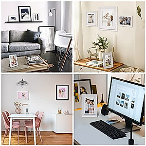 Nacial Picture Frames 11x14 inch Set of 4, White Photo Frame With Wood Grain, Display 8x10 Photo with Mat, Display 11x14 photo without Mat, Picture Frames Collage for Wall