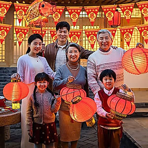 20 Pcs 2023 Chinese New Year Lantern Bunting Banners, Chinese Spring Festival Pennant String Flags, Happy New Year Decorations Banner Flags for Home Party, Celebrations, Chinese Hotels, Restaurants