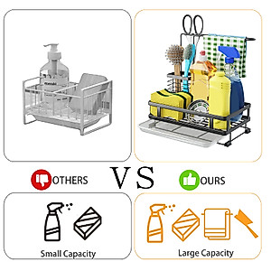 Godboat Kitchen Gadgets, Sponge Holder for Kitchen Sink, Kitchen Sink Organizer, 304 Stainless Steel Sink Caddy, No Drilling Sponge Holder, Kitchen Organization with Drain Pan, Gifts for Women & Men