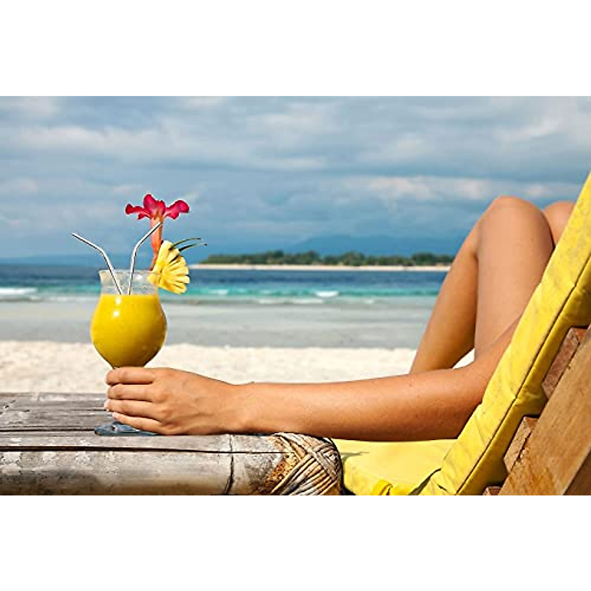 No Worries Atoll Reusable Metal Stainless Steel Straw Set of 12 Short 6” Cocktail 8.5” Smoothie and 10.5” Tumbler Drinking Straws Black and Silver Home Bar Backyard Essentials
