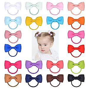 40PCS 2 Inches Baby Girls Hair Bows Ties Mini Boutique Elastic Hair Rubber Ribbon Hair Band Accessories for Kids Toddlers Infants (40 PCS), Multi-colored