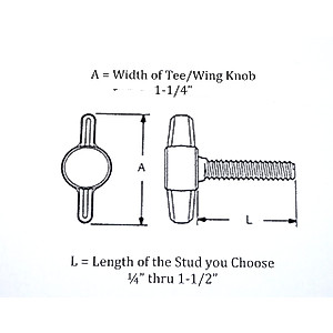 1/4"-20 x 1/2" Thumb Screws with Tee/Wing Butterfly Thumb Screws (8) Black