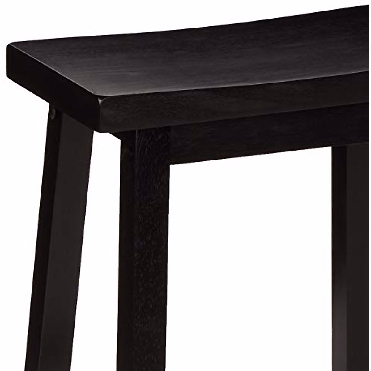 Amazon Basics Solid Wood Saddle-Seat Kitchen Counter-Height Stool - 2-Pack, 24-Inch Height, Black