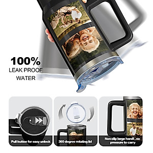 Personalized Gifts 40 Oz Tumbler with Handle and Straw, Custom Tumbler with Add Name, Photo, or Logo, Stainless Steel Double Walled Vacuum Insulated Cup, Customized Photo Gifts for Women Men