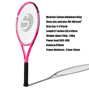 Senston Tennis Racket for Adults Tennis Racket Professional 27 inch Tennis Racquet for Girls Women Pink