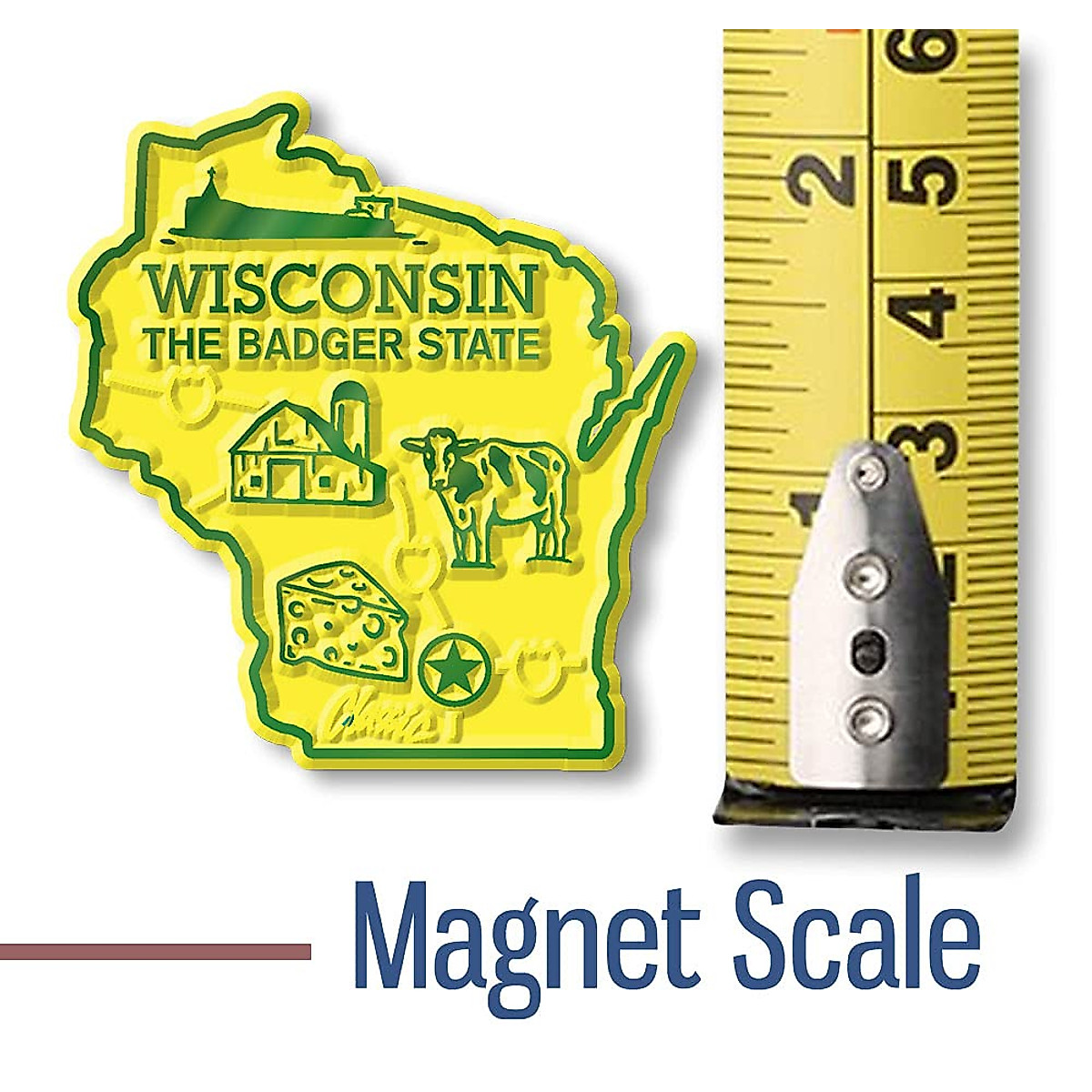 Wisconsin Small State Magnet by Classic Magnets, 1.9" x 2", Collectible Souvenirs Made in The USA