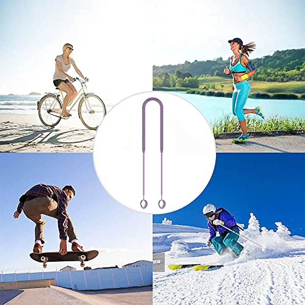 QYTOJQX Galaxy Buds 2 Strap String Lanyard Anti-Lost Leash Sports Neck Rope Cord, Soft Silicone Special Anti-Slip Texture Design Wireless Earphone, Compatible with Samsung Galaxy Buds 2 (Lilac)