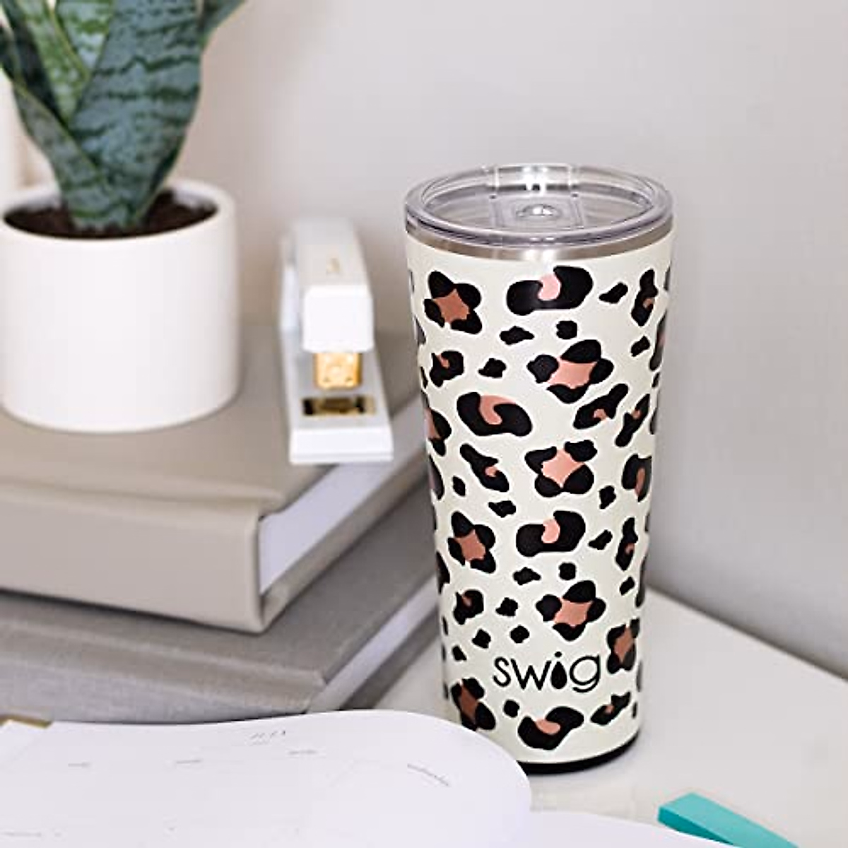 Swig Life 22oz Insulated Tumbler, Travel Coffee Tumbler with Lid, Cup Holder Friendly Travel Coffee Mug, Stainless Steel Thermos (Melon Pop)