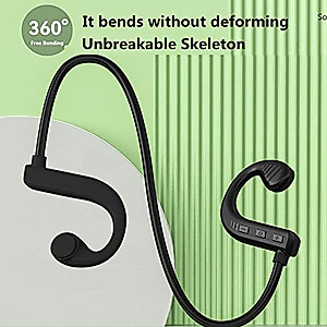 Bone Conduction Wireless Earbuds Bluetooth 5.2 Headphones, Open-Ear Sweatproof Ultralight Sports Earphones with Mic for Running, Cycling, Driving, Gym, 15Hr Playtime (Black)