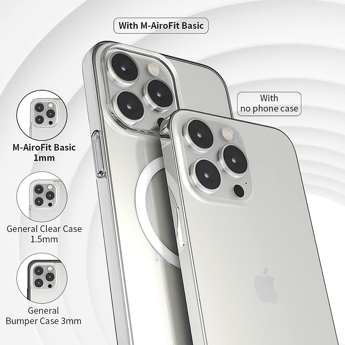 Sinjimoru iPhone 13 Mini Ultra Thin Clear Phone Cover for MagSafe Case, Non Yellowing Strong Magnetic Slim Fit Cell Phone Case Crystal Clear for iPhone 13 Mini. M-AiroFit Basic