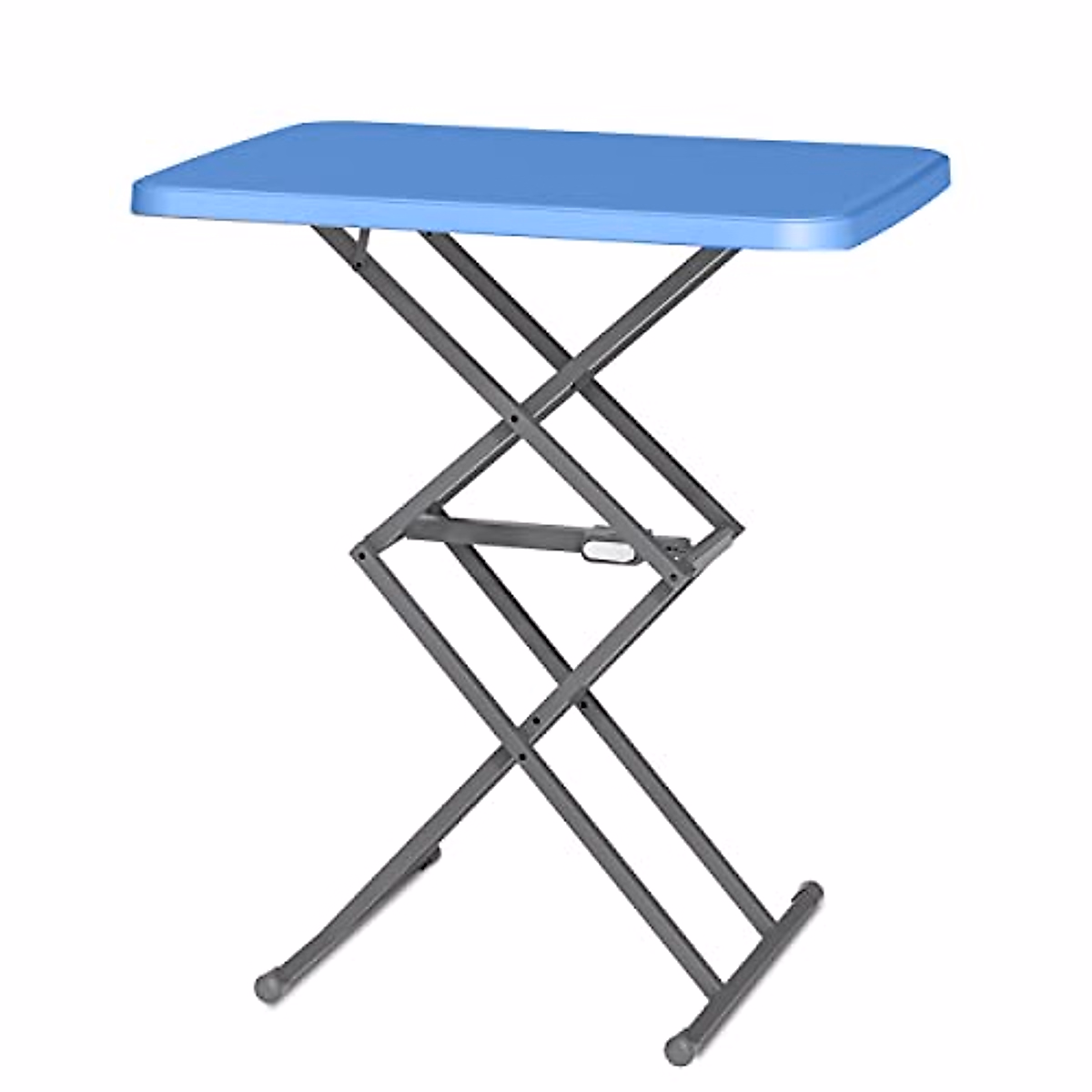 SOUNDANCE Small Folding Table, Adjustable TV Tray, Portable Dinner Table, Lightweight, Zero Assembly, Easy to Fold and Storage, Sturdy Desk for Home Garden Office Indoor Outdoor Use, Blue