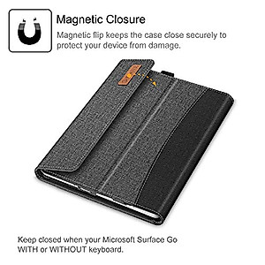 Fintie Protective Case for Microsoft Surface Go 3 2021 / Surface Go 2 2020 / Surface Go 2018 - Multi-Angle Portfolio Business Cover with Pocket, Compatible with Type Cover Keyboard (Gray)
