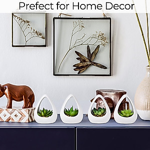 PETIARKIT Artificial Plants in Pot, 4pcs Fake Succulent, Hanging Potted Succulent Plants for Indoor Outdoor Decoration, Small Faux Plants for Bedroom, Bathroom, Office, Mall.