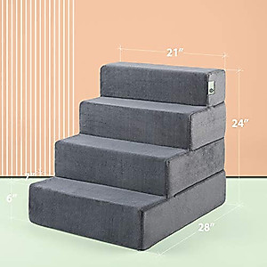 Zinus Easy Pet Stairs / Pet Ramp / Pet Ladder, X-Large, Charcoal