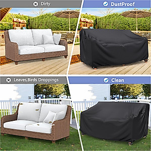 Gorpche Heavy Duty Outdoor Furniture Covers For Winter, Patio Sofa Cover, Patio Furniture Covers Waterproof, Patio Couch Loveseat Covers with Air Vent and Handles, 60" L×42" D×30" H, Black