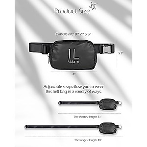 ODODOS Mini Belt Bag with Adjustable Strap, Vegan Leather Fanny Pack Small Waist Pouch for Workout Running Traveling Hiking, Matt Black