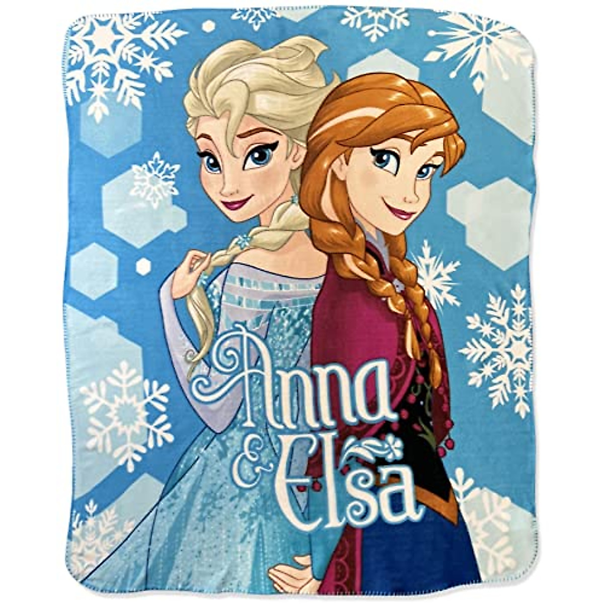 DIISNEY Disney Frozen Princess Anna, Elsa and Olaf Snowflakes and Castle Throw Blanket (Anna and Elsa)