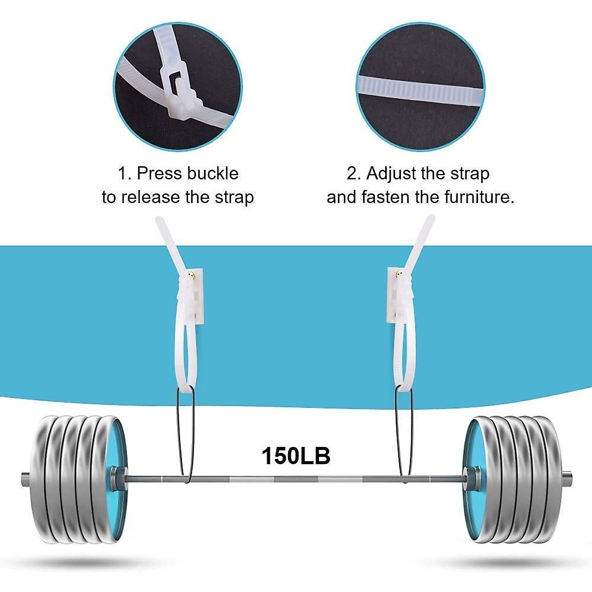 Furniture Straps Baby Proofing Anti-tip Wall Anchor Kits (12-pack) Cabinet Locks & Straps Protect Toddler and Pet from Falling Furniture,Adjustable Child Safety Straps Earthquake Resistant (12)