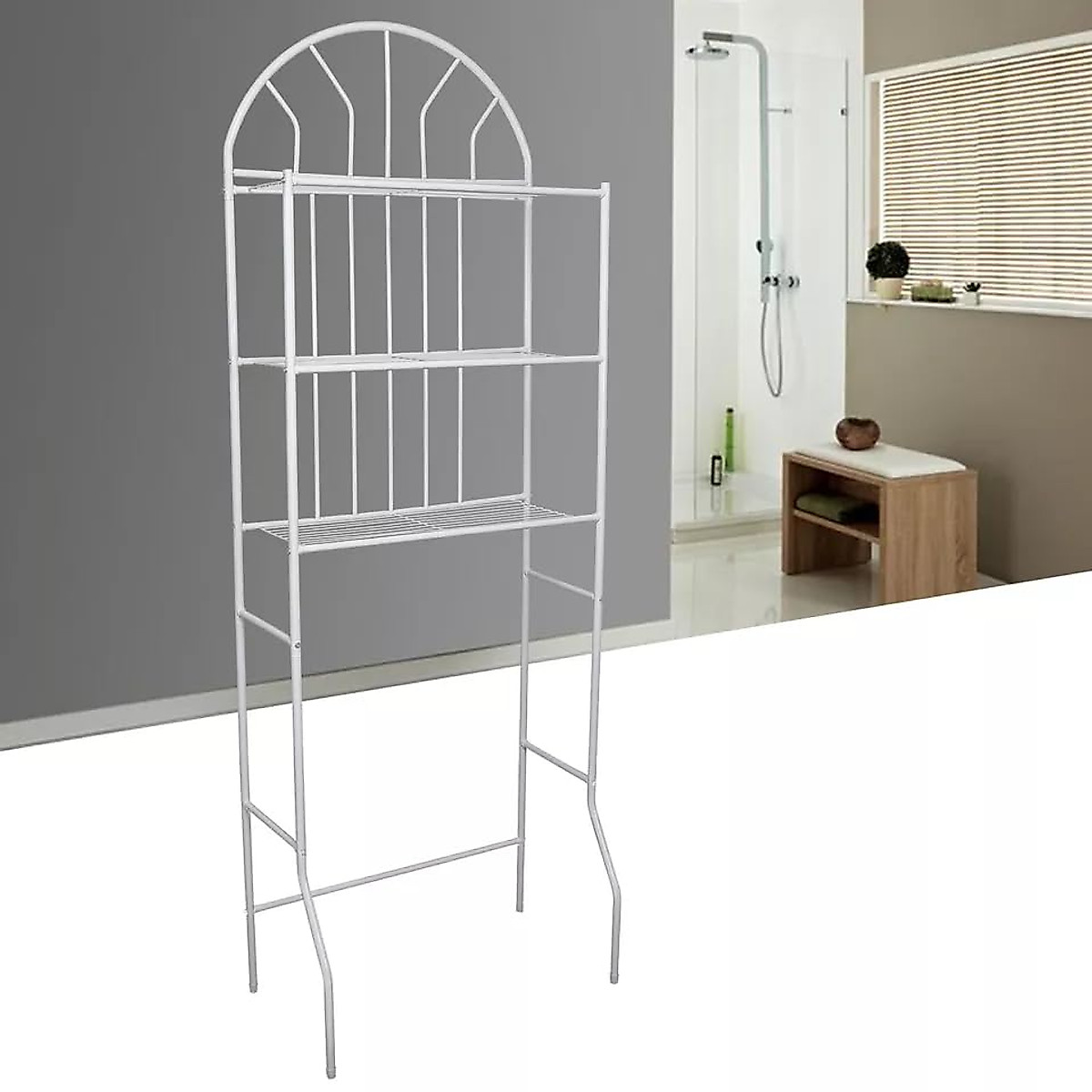 3 Tier Over The Toilet Storage Shelf,Metal Bathroom Corner Stand Storage Organizer Accessories Bathroom Cabinet Tower Shelf,Freestanding Space Saver Toilet Stands