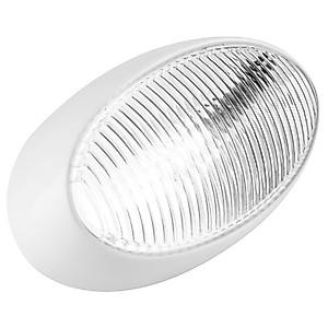 Lumitronics RV 12V LED Oval Porch Utility Light - Clear & Amber Lenses - for Motorhomes, Campers, Trailers, 5th Wheels (White)