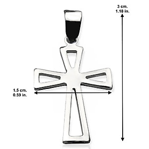 Open Cross Pendant Sterling Silver 925 Necklace Charm Religious Christening Baptism Unisex Present Jewelry