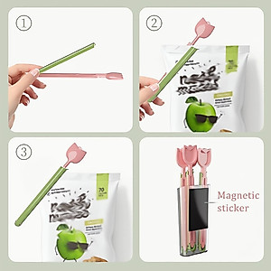 Ouliget Magnetic Refrigerator Sealing Clip,Cute Tulip Shaped Food Packages Clips，Chip Clips with Magnet Storage Box Fridge Magnets, Food Freshness Bag Clip Kitchen Accessories,2 Pieces of 10