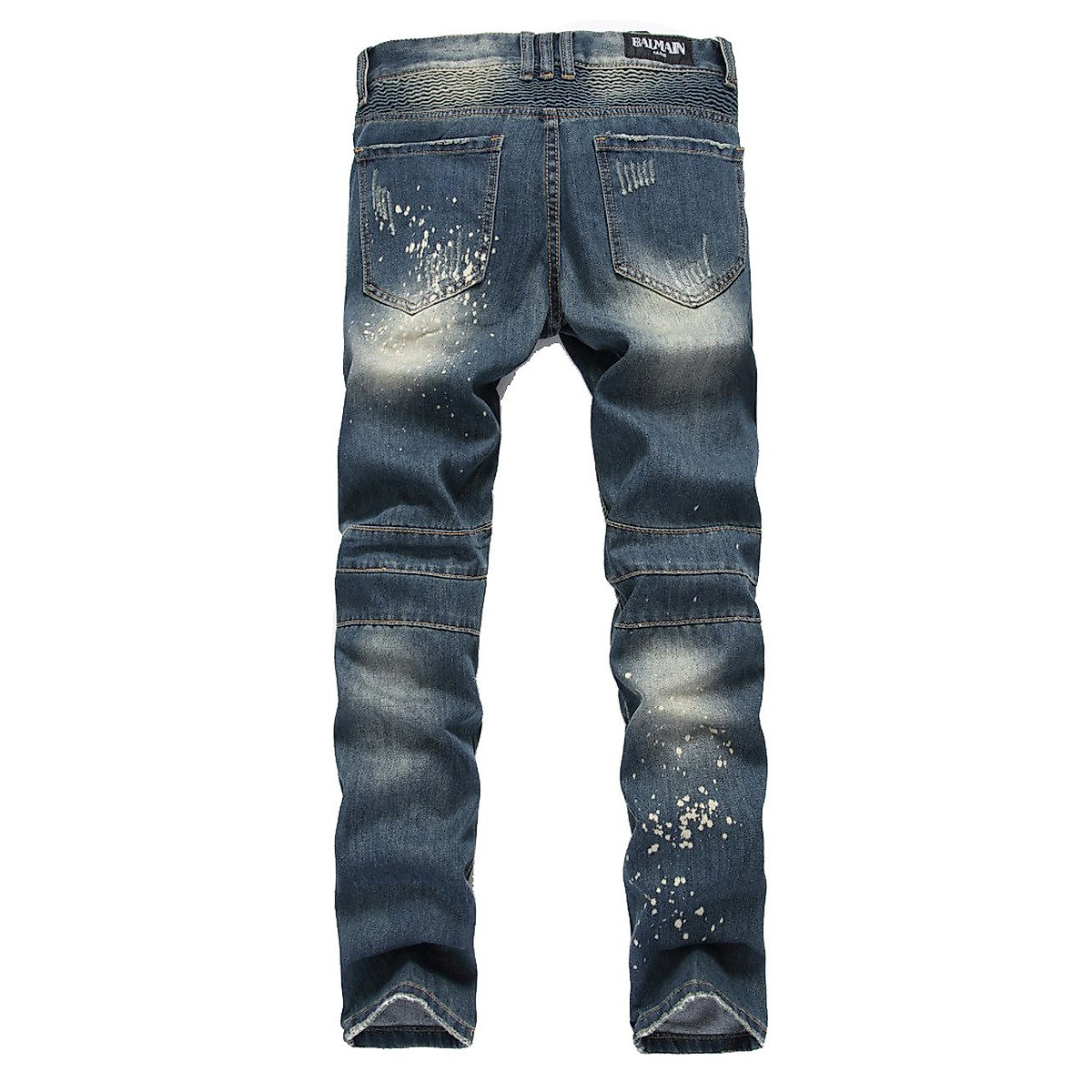 Yollmart Men's Delim Stretched Jeans Ripped Biker Slim Pants-34