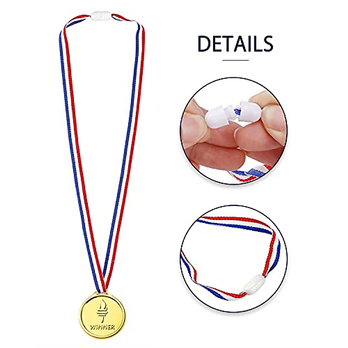 Pllieay 48 Pieces Plastic Winner Medals, Winner Award Medals, Gold Silver and Bronze Medals for Sports, Competition, Talent Show, Spelling Bee, Gymnastic Birthday Party Favors and Awards