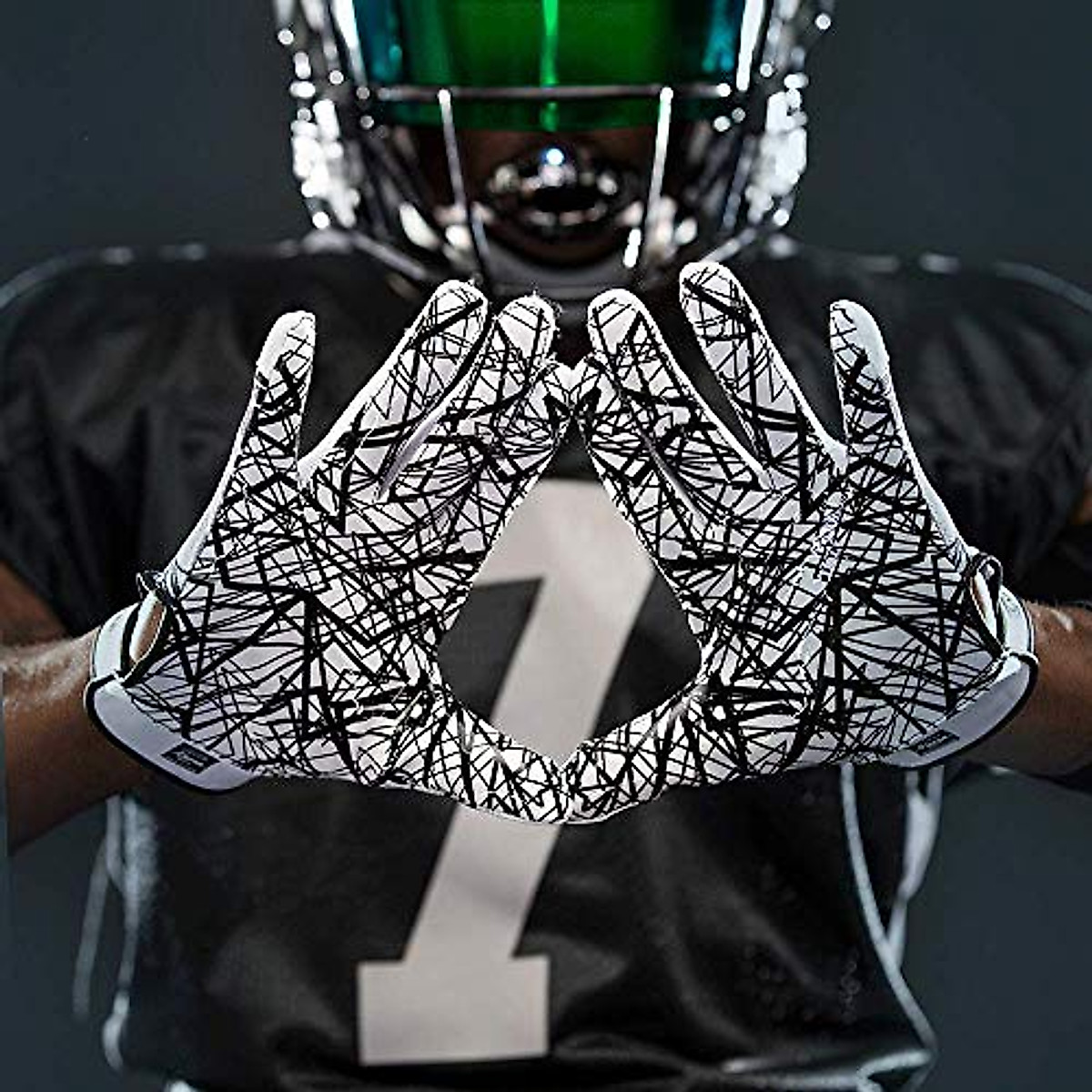 CUTTERS Game Day No Slip Football Gloves, Youth and Adult Sizes, Receiver Glove with High Tack Silicone Grip, Superior Support and Protection for All Ages, Guantes de Football, 1 Pair, Large