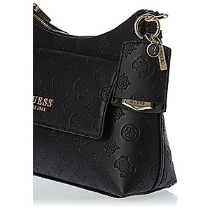 GUESS Womens Sirrah Shoulder Bag Top Zip, Black Logo, One Size US