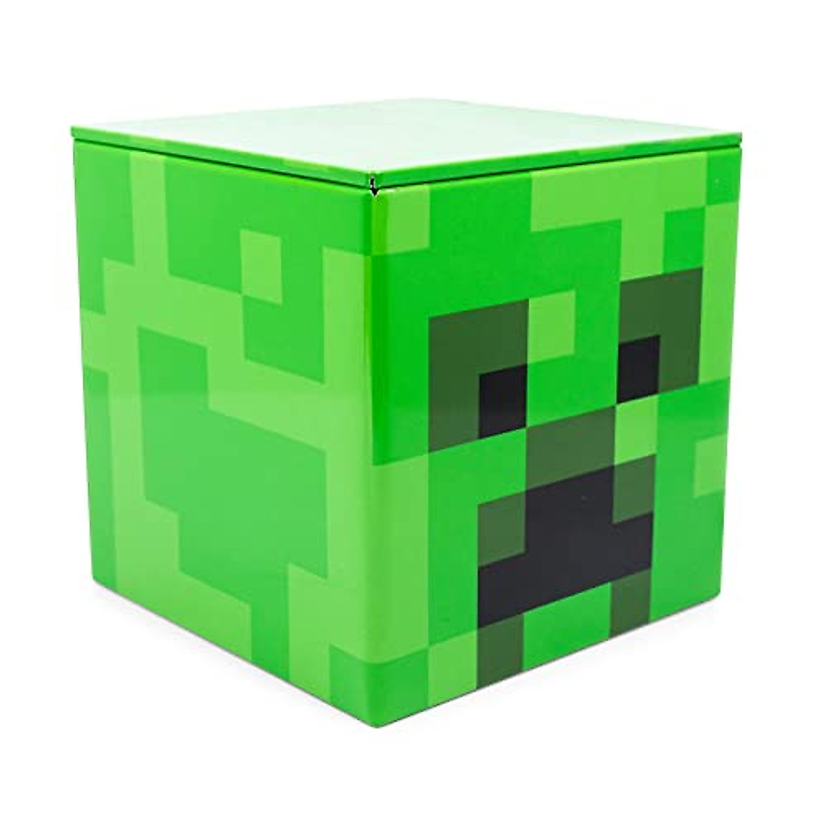 MINECRAFT Creeper 4-Inch Tin Storage Box Cube Organizer with Lid | Basket Container, Cubby Cube Closet Organizer, Home Decor Playroom Accessories | Video Game Toys, Gifts and Collectibles