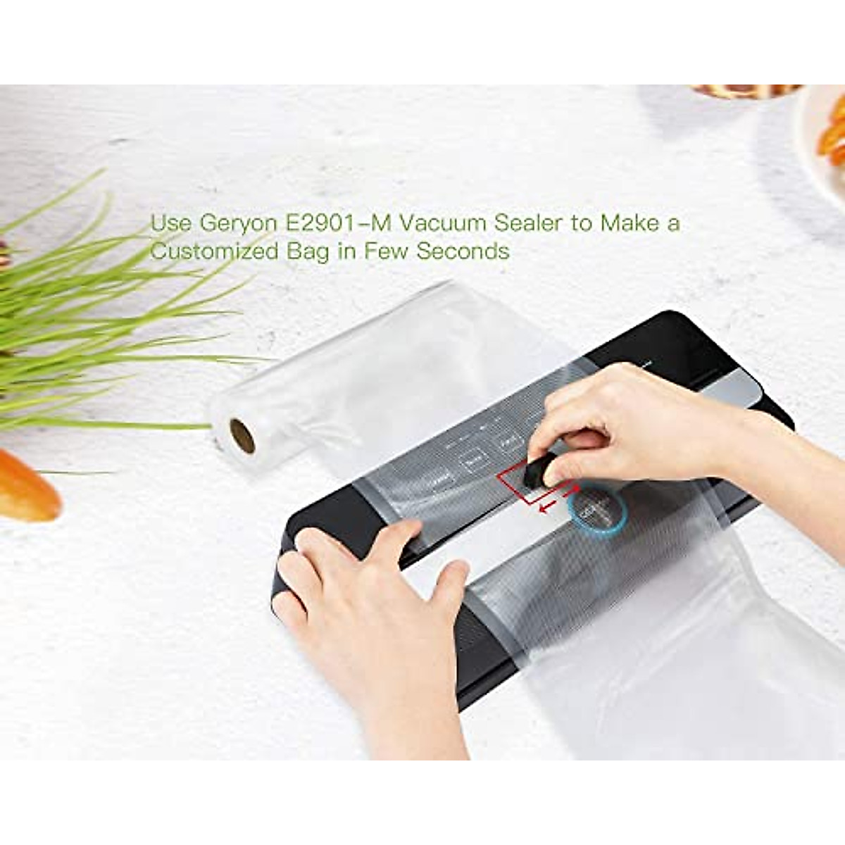 GERYON Vacuum Sealer Bags Rolls, 8x50ft & 11x50ft for Food Storage, Double Sided Texture, BPA Free, Heavy Duty, Great for Vacuum Seal storage, Meal Prep or Sous Vide