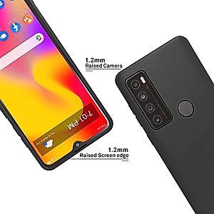 YJROP for TCL 30 XL Case with Tempered Glass Screen Protector Slim Full-Body Silicone Bumpers Anti-Scratch Shockproof Protective Phone Case Cover for Alcatel TCL 30 XL (T701DL) (Black)