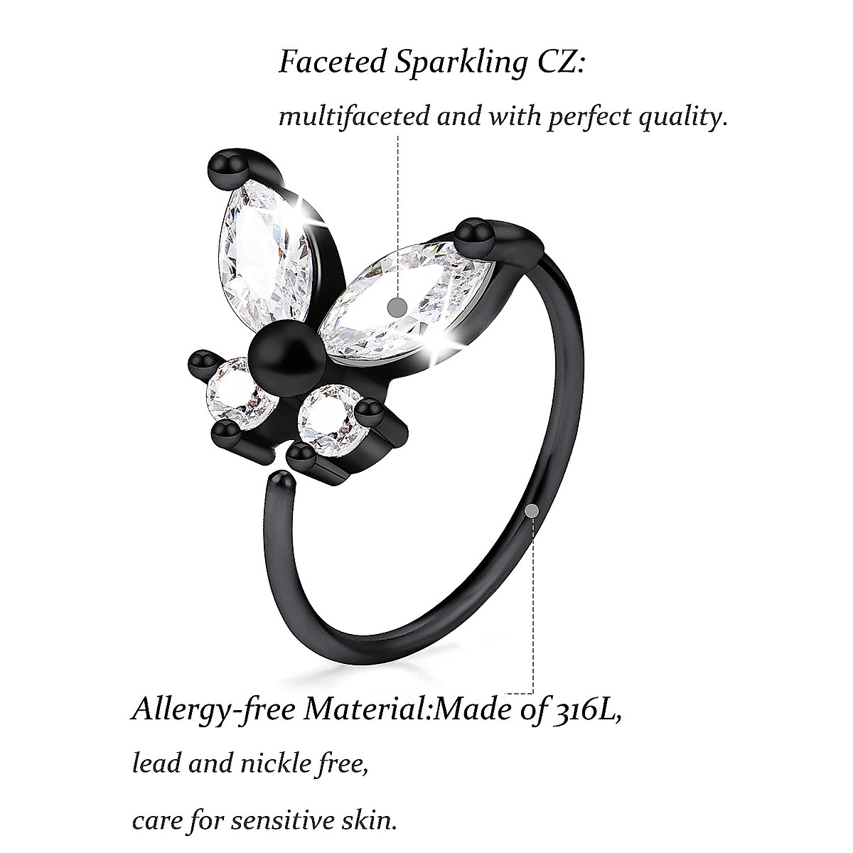 Vsnnsns 20G Nose Rings Hoop Mix Color Nose Piercing Jewelry Stainless Surgical Steel Daith Rook Cartilage Helix Earrings Hoop Ear Nose Septum Rings Body Piercing Jewelry for Women Men 8mm