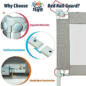 SuperStyle Bed Rail for Toddlers, Upgrade Extra Long Bed Rail Guard, Safety Bed Fence Protector Rail with Soft Breathable Fabric, fit Twin, Full, Queen, King Size Mattress (70 Inch)