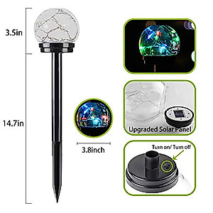 AMWGIMI Solar Lights Pathway Outdoor Solar Garde Stake LED Colour Changing Globe Garden Lights Decorative Yard Art Waterproof for Yard Patio Walkway Landscape (4 Pack)